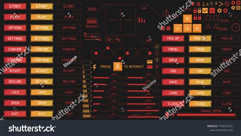 Huge Set Ui Hud Game Ready Stock Vector Royalty Free