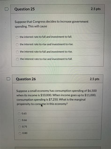 Solved Question 25 25 Pts Suppose That Congress Decides To
