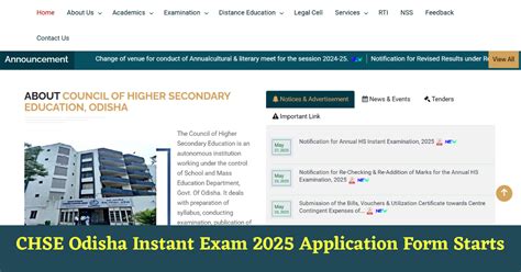 Chse Odisha Instant Exam 2025 Application Form Starts Today Check Exam Schedule At Chseodisha