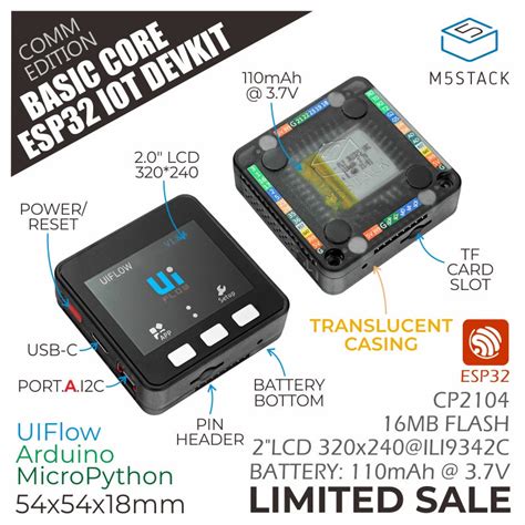 Eol M5stack Basic Core Esp32 Iot Devkit Comm Edition M5stack Store