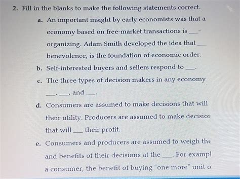 Solved Fill In The Blanks To Make The Following Statements Chegg