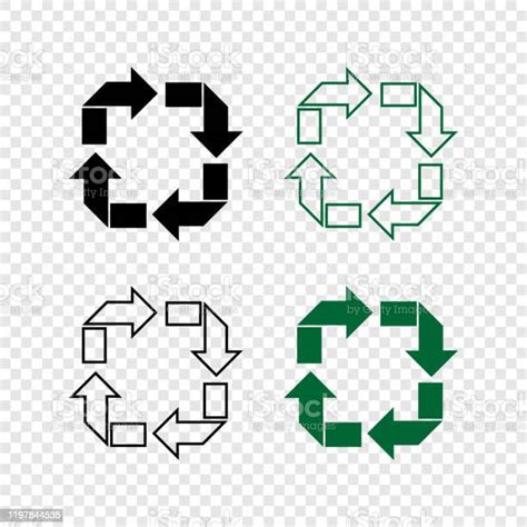 回收向量圖示集合回收圖示線上性和平面設計隔離在透明背景黑色和綠色箭頭回收生態符號向量向量圖形及更多三角形圖片 三角形 剪裁圖 商品