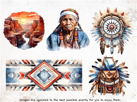 American Indian Watercolor Graphics Tribal Art Clipart For Personal