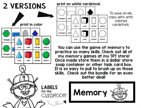 2d And 3d Shape Memory Game By The Bright Apple Tpt