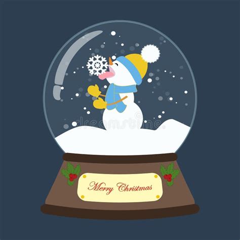 Christmas Snow Globe With Snowman Vector Illustration Stock Vector