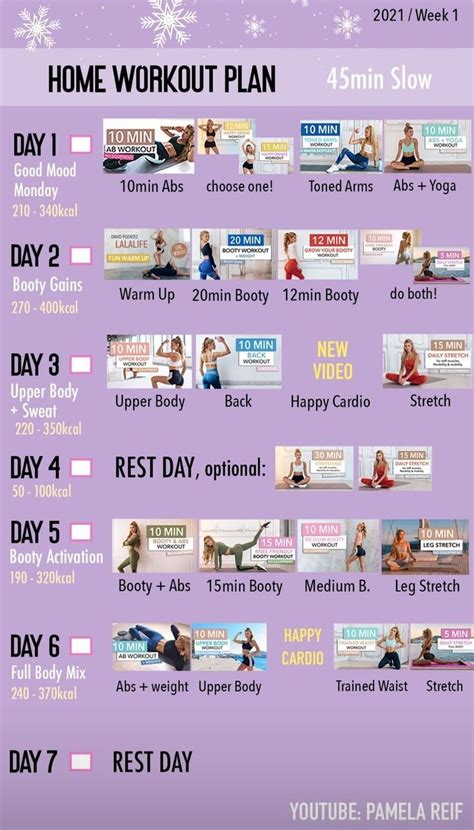 Pamela Reif Workout Plan Week 1 45 Min Slow At Home Workout Plan
