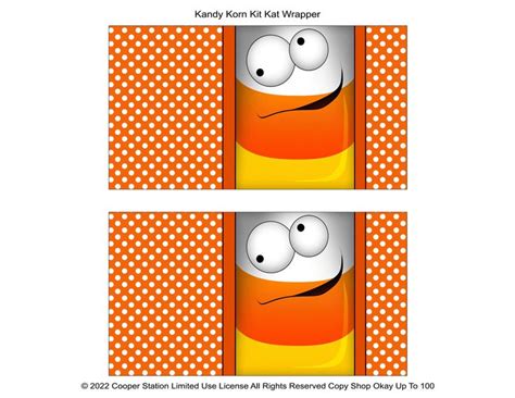 Digital Printable Halloween Candy Corn Face Kit Kat Chocolate Bar