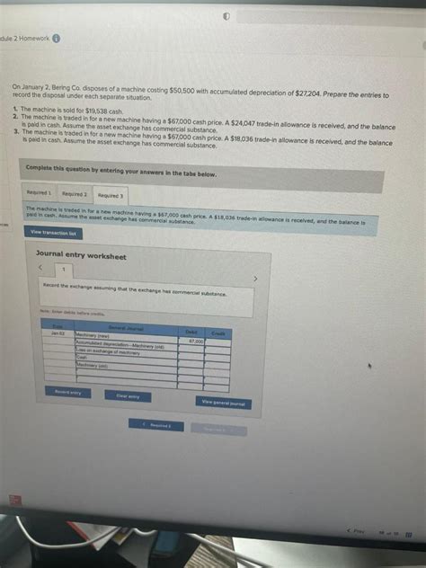 Solved Dule 2 Homework On January 2 Bering Co Disposes Of
