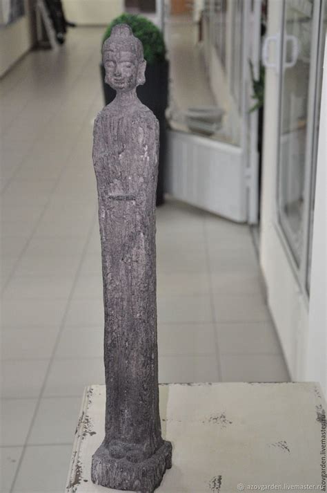 Статуэтка Будды бетонная высокая текстура дерева в интернет магазине Ярмарка Мастеров по цене