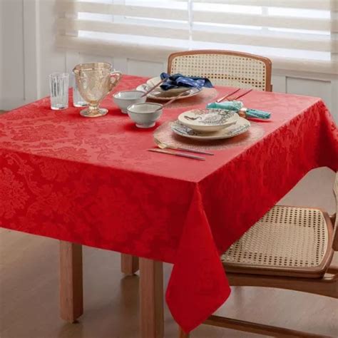 Toalha Mesa Quadrada Vermelha Lugares Jacquard Para Natal Parcelamento Sem Juros