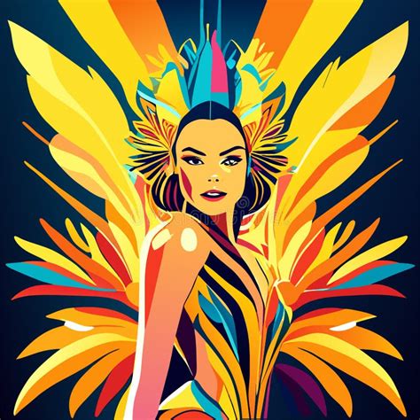 Beautiful Girl In Brazilian Carnival Costume Vector Illustration Stock