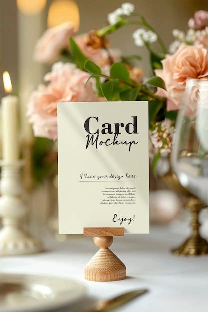 Premium Psd Peach Fuzz Wedding Table Card Mockup