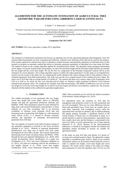 Pdf Algorithm For The Automatic Estimation Of Agricultural Tree