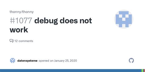 Debug Does Not Work Issue 1077 Thonny Thonny GitHub
