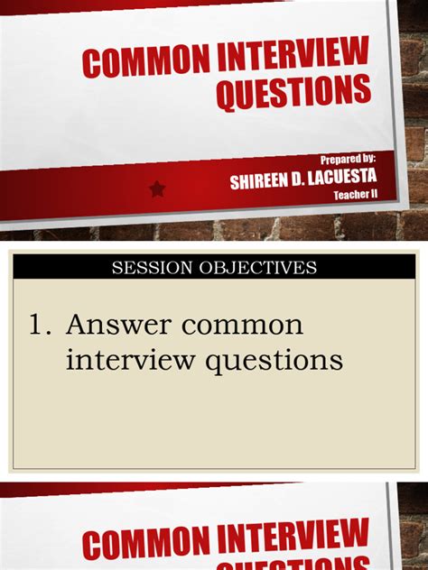 Common Interview Questions Pdf Knowledge Behavior Modification