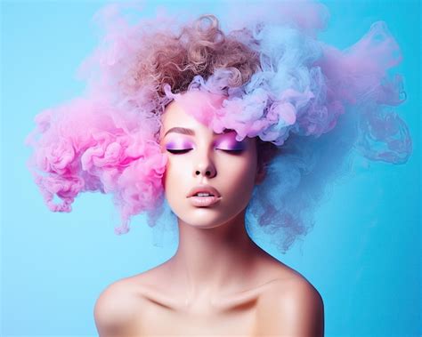 Premium Ai Image Woman Surrounded By A Soft Cloud Abstract Fashion