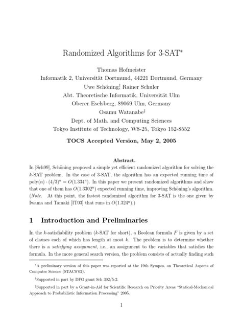 Randomized Algorithms For 3 Sat Pdf Time Complexity Applied Mathematics