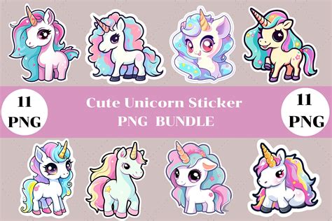 Cute Unicorn Sticker Graphic By Creative Fte · Creative Fabrica