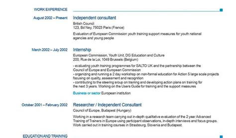 Curriculum Vitae Format Europass Word Europass Cv C Free Download