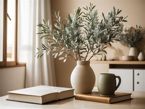 Premium Photo Mediterranean Elegance Textured Vase In Neutral Home Design