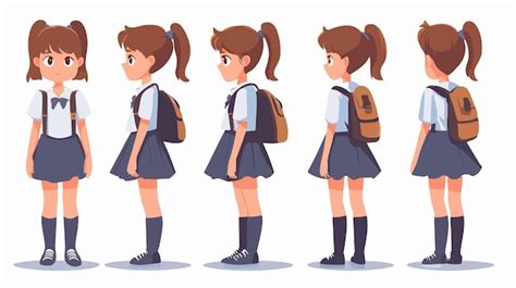 Young Schoolgirl In Constructor Uniform Premium Ai Generated Vector