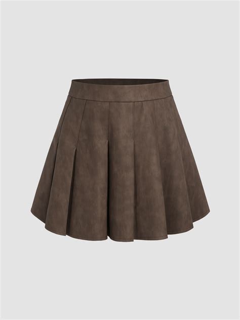Faux Leather Faux Leather Low Waist Pleated Mini Skirt For Date Music