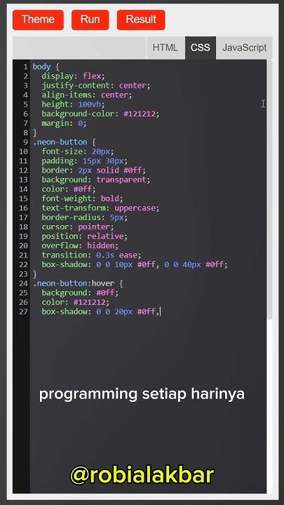 membuat neon button animation dg html dan css html css programming