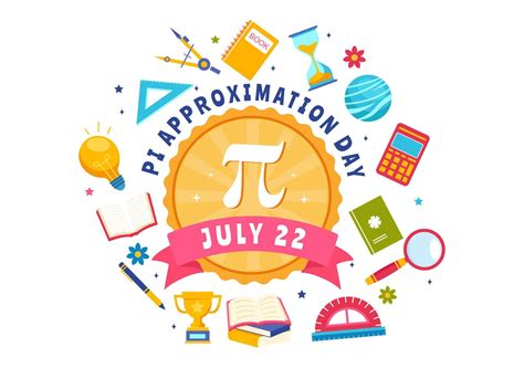 Pi Approximation Day Illustration With Mathematical Constants Or Baked Sweet Pie In Flat Cartoon