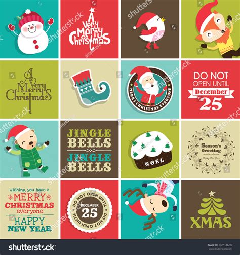 Christmas Design Elements For Greeting Card T Tags And Stickers