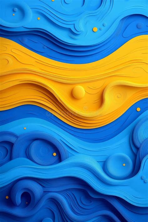 Dynamic Waves Of Blue And Yellow Blend Seamlessly Evoking The Movement