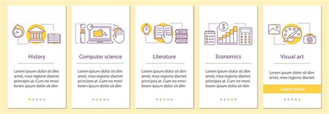 Mobile App Template For School Onboarding With Linear Illustrations Vector Web Sale Layout