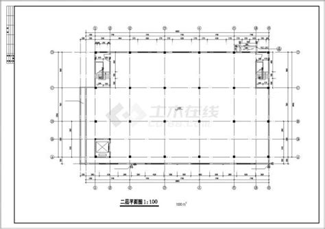 长春市某工厂2000平米左右双层框混结构加工车间建筑设计cad图纸工业建筑土木在线