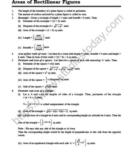 Cbse Class 8 Mathematics Mensuration Mcqs