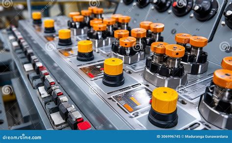 Industrial Control Panel Buttons Close Up Machinery Production Interface Stock Illustration
