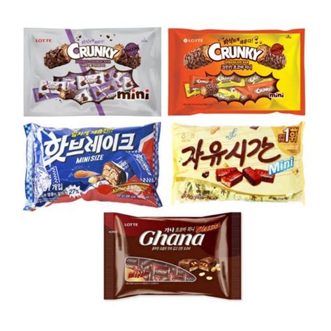 오리온 핫브레이크 미니 532g 해태 자유시간 미니 510g 롯데 가나초코바 미니 500g 1 1 총2개 골라담기 크런키