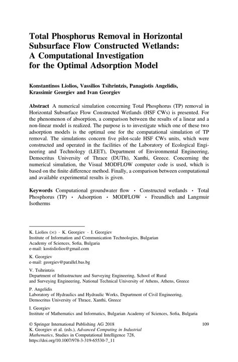 Pdf Total Phosphorus Removal In Horizontal Subsurface Flow Constructed Wetlands A