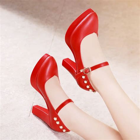 8 5cm Small Size 32 43 Shallow Pearl Red White Wedding Shoes Women S