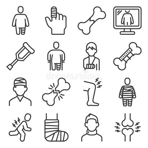 Fracture Bone Icons Set On White Background Vector Stock Vector Illustration Of Chest