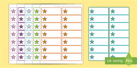 Editable Multicolored Small Star Labels Professor Feito