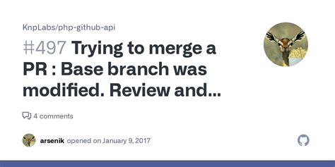 Trying To Merge A PR Base Branch Was Modified Review And Try The Merge Again Issue