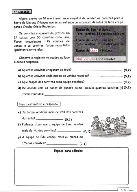 Provas 5° Ano Testes AvaliaÇÕes ExercÍcios Atividades Para Imprimir Iv