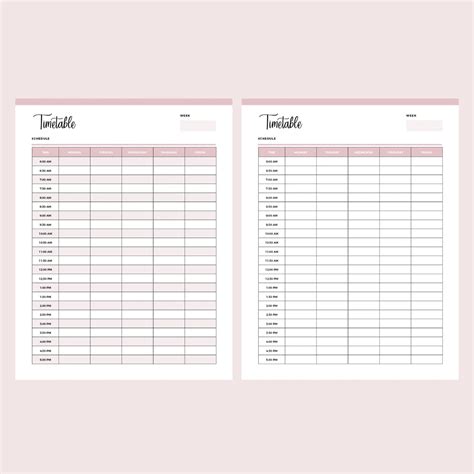Printable Daily School Timetable Instant Download Pdf A4 And Us