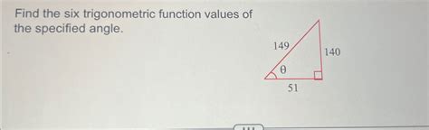 Solved Find The Six Trigonometric Function Values Of The