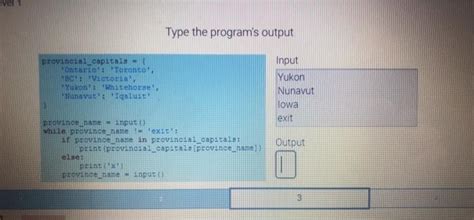 Solved Aver Type The Programs Output Provincial Capital
