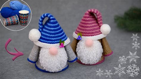 Чудесные гномики в полосатых колпачках🧶Из бумажных стаканчиков