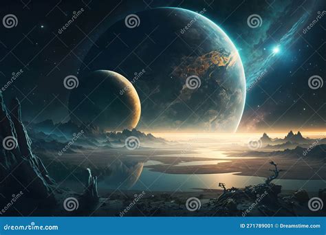 Space Scene With Planets Stars And Galaxies Neural Network Ai