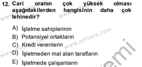 AÖF Finansal Tablolar Analizi Dersi 2013 2014 Yılı Vize Ara Sınavı
