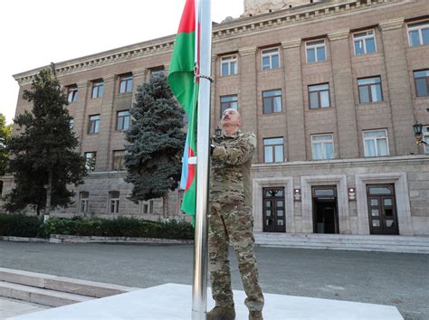 Aliyev Raises Azerbaijan S Flag In Former Breakaway Region Of Karabakh