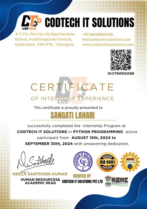Lahari Sangati On Linkedin I Had Completed My Internship At Codtech It