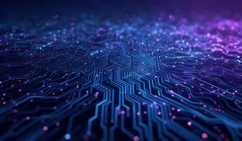A Purple Circuit Board With Purple And Blue Dots And A Purple